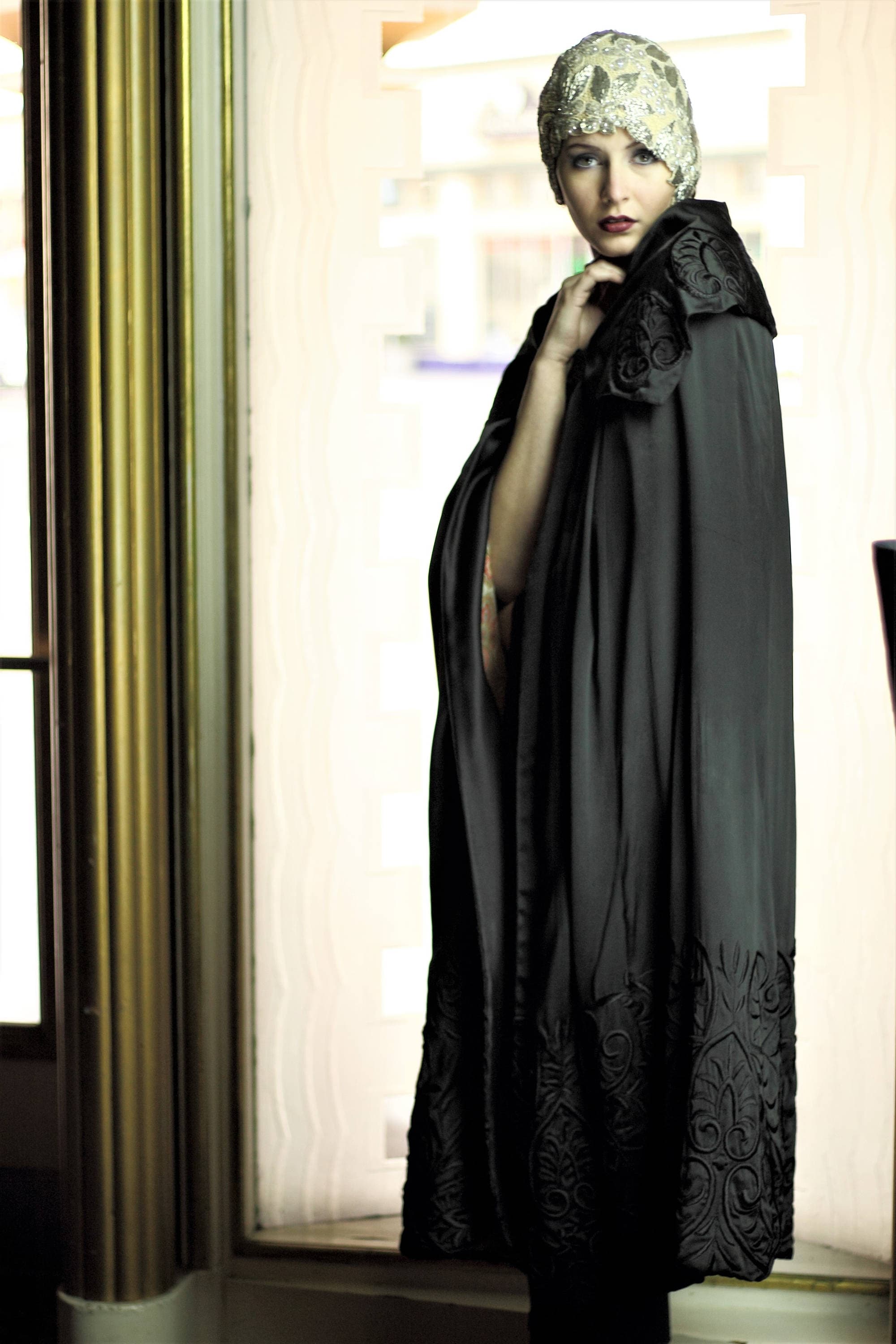 LAYAWAY Gorgeous 1920s silk opera cape with exceptional trapunto detailing