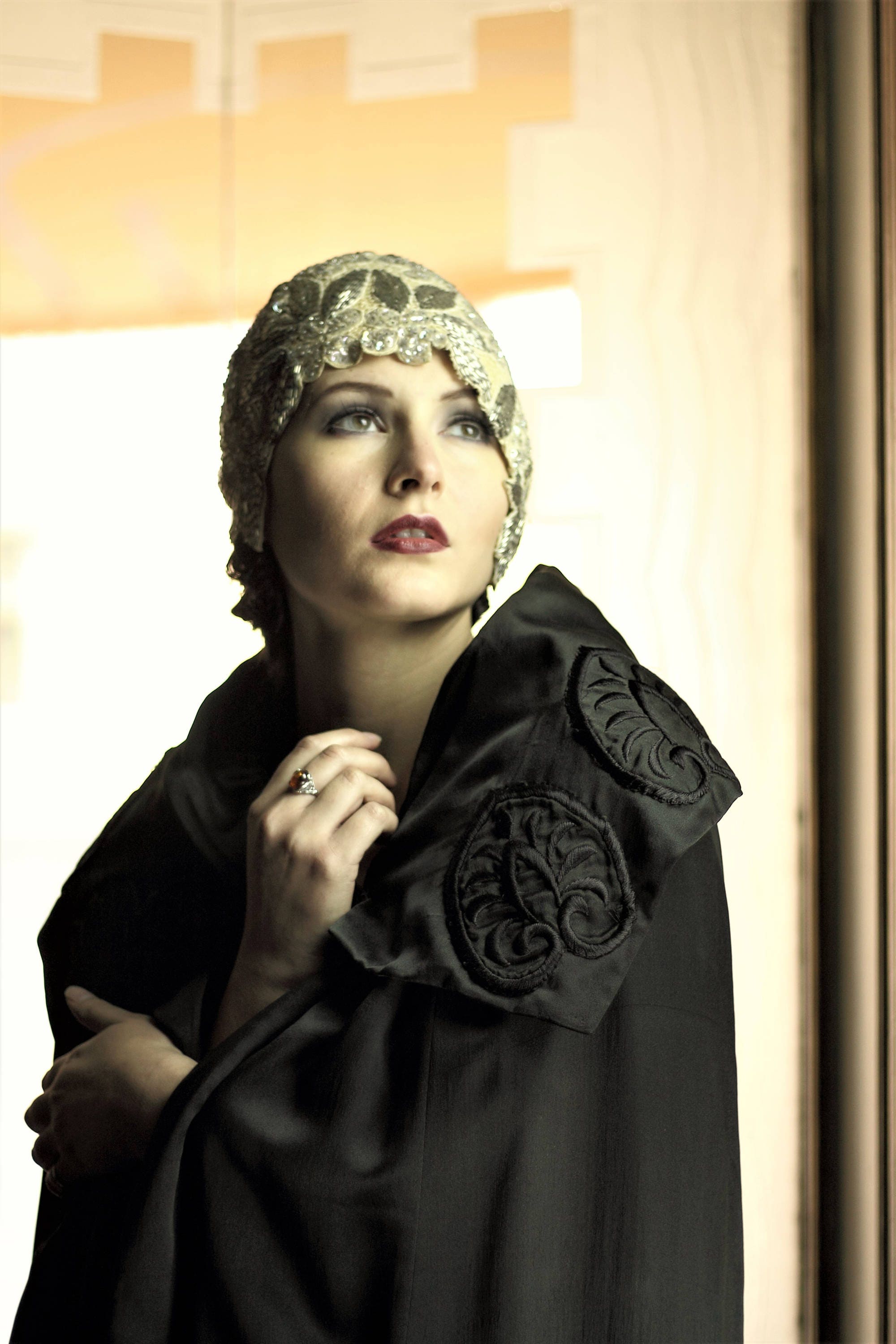 LAYAWAY Gorgeous 1920s silk opera cape with exceptional trapunto detailing