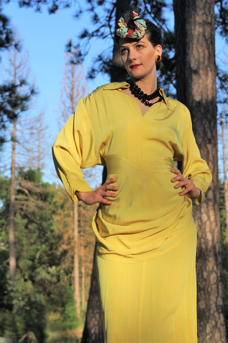 Original 1950s Lilli Diamond Chartreuse Dress Swag Batwing - Etsy