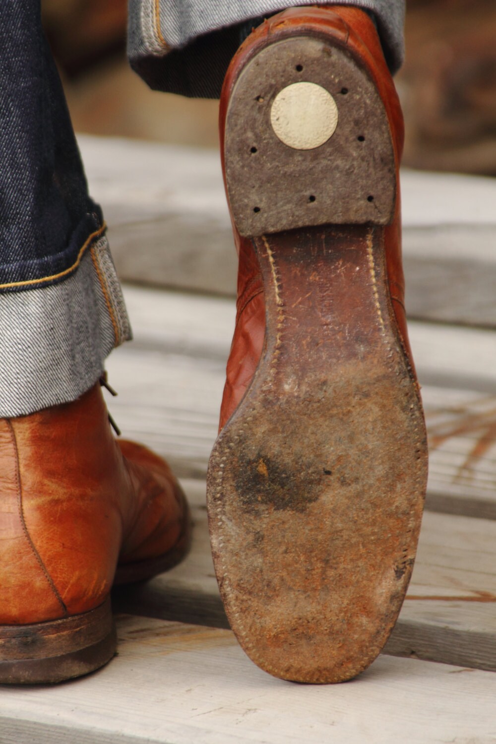Carmel brown 1920s Lace up cap toe work boots with original laces ...