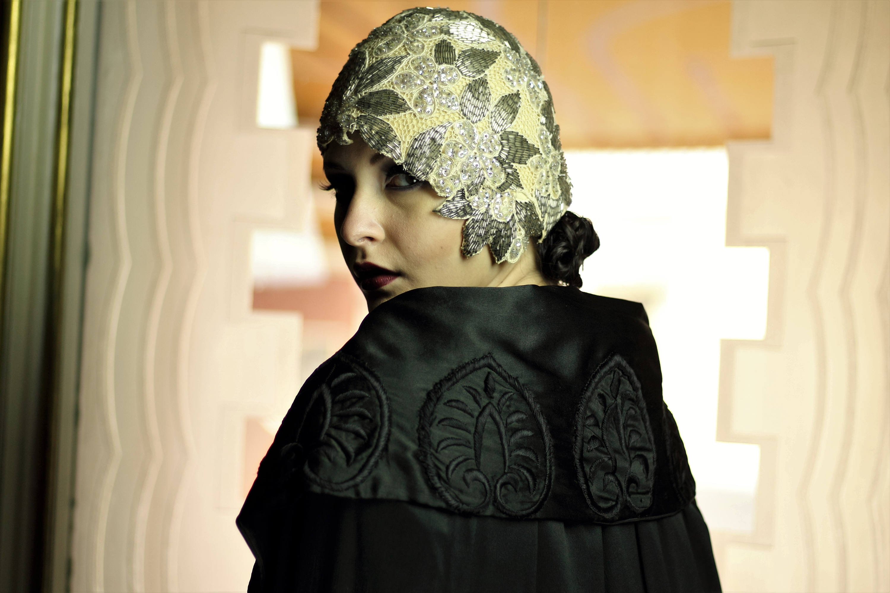 LAYAWAY Gorgeous 1920s silk opera cape with exceptional trapunto detailing