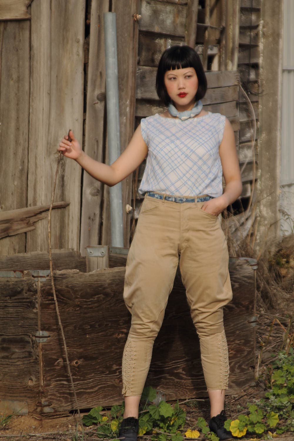 1920s Khaki cotton U.S. Army breches with laces and zinc buttons, lace ...
