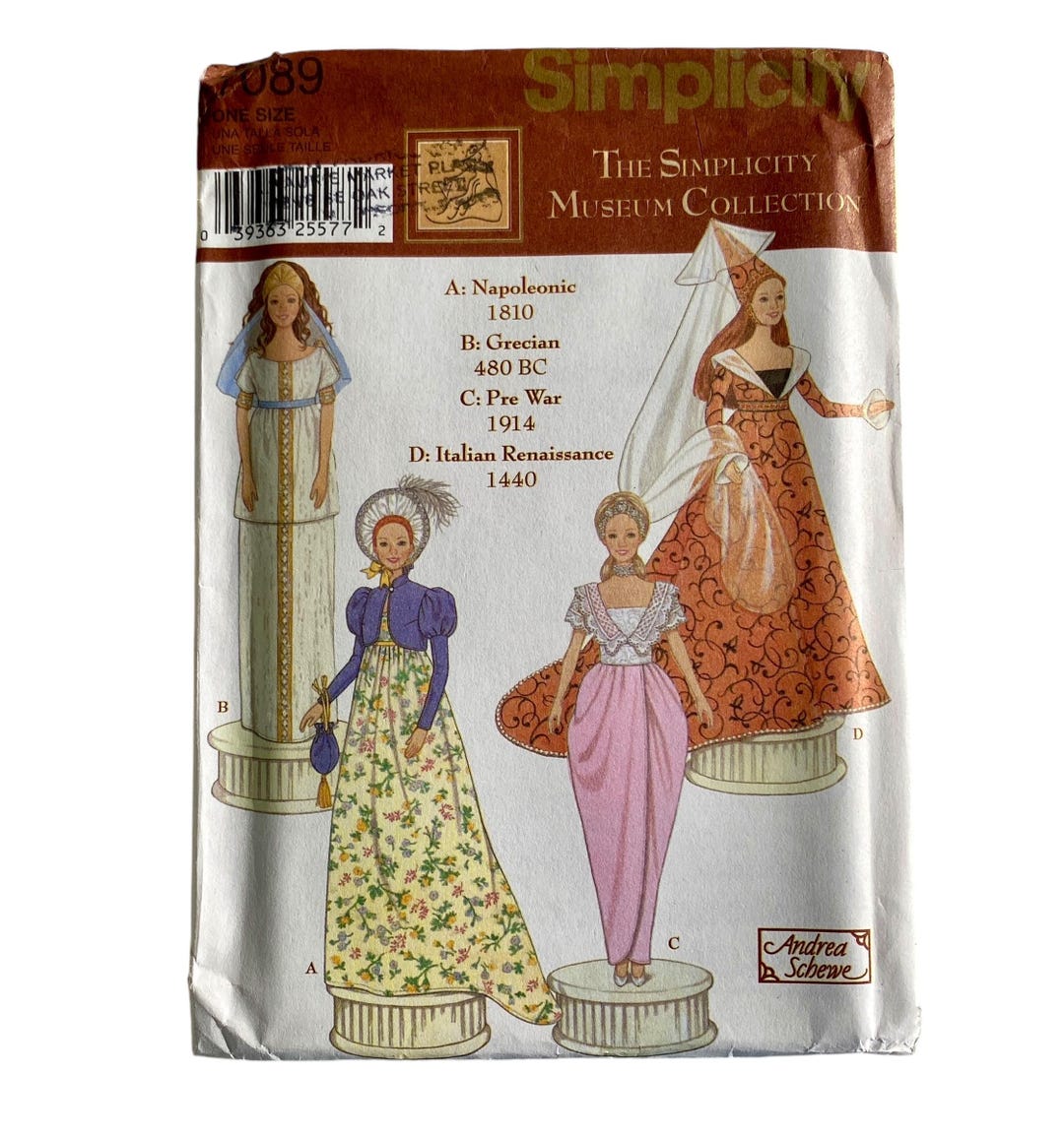 Simplicity Museum Collection Sewing Pattern for 11 1/2 Fashion Dolls ...
