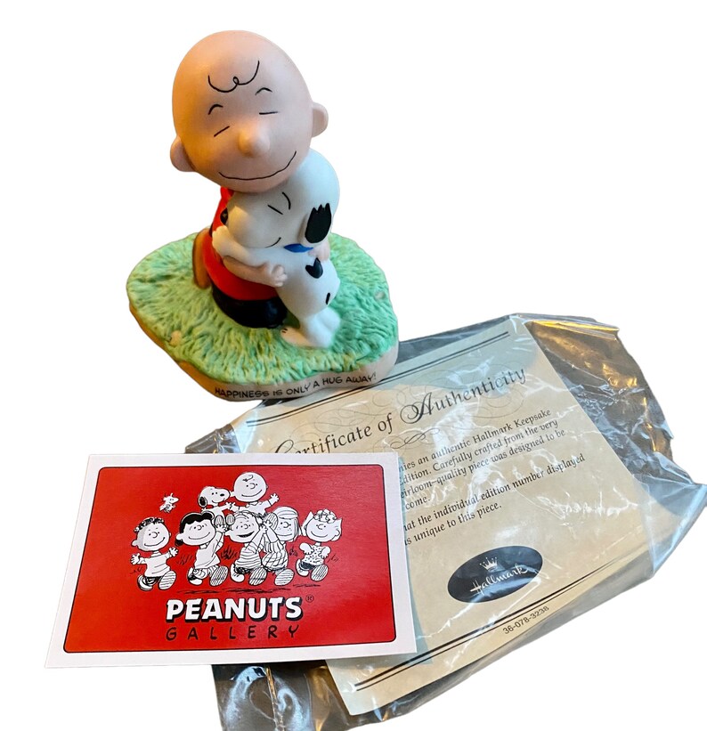PEANUTS Gallery Ceramic Figurine HUGS Happiness is Only A - Etsy