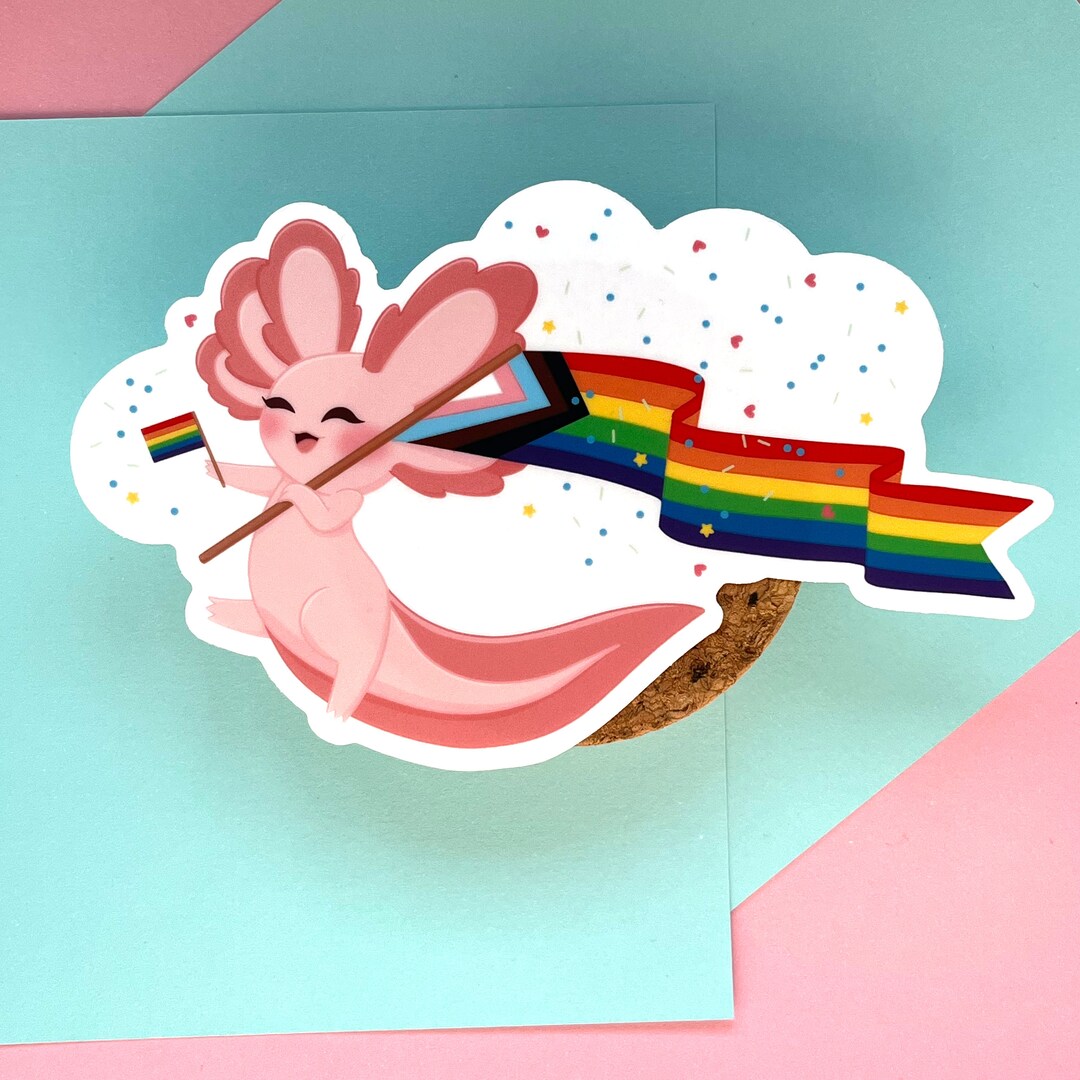 LGBTQ+ Pride Axolotl Sticker - Fun & Colorful Design | Adorable Aquatic ...