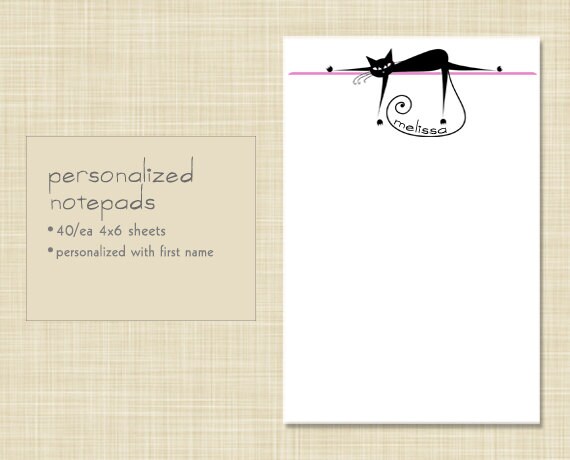 Personalized Notepad Lazy Kitty Cat | Etsy