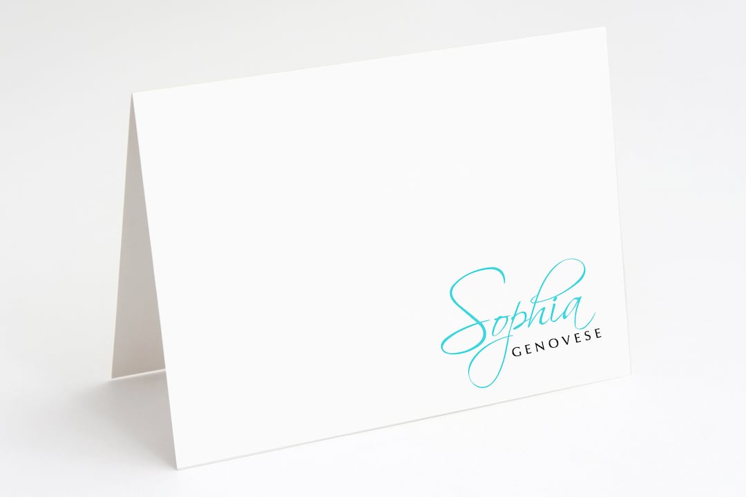 Personalized Note Cards Stationery Set - Chic Single Name - Set of 10 ...