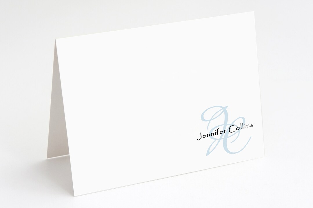 Monogram Stationery - Set of 10 - Folded Note Cards - STYLISH MONOGRAM ...