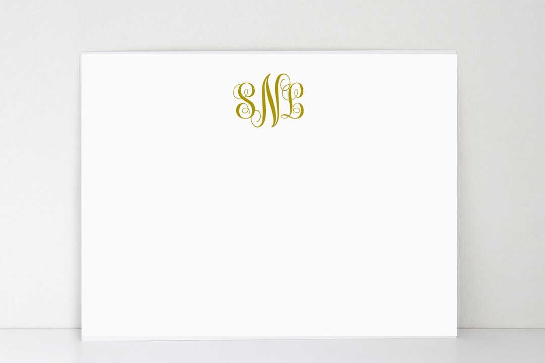 Monogram Stationery - Monogram Note Cards - Set of 10 - Flat Note Cards ...