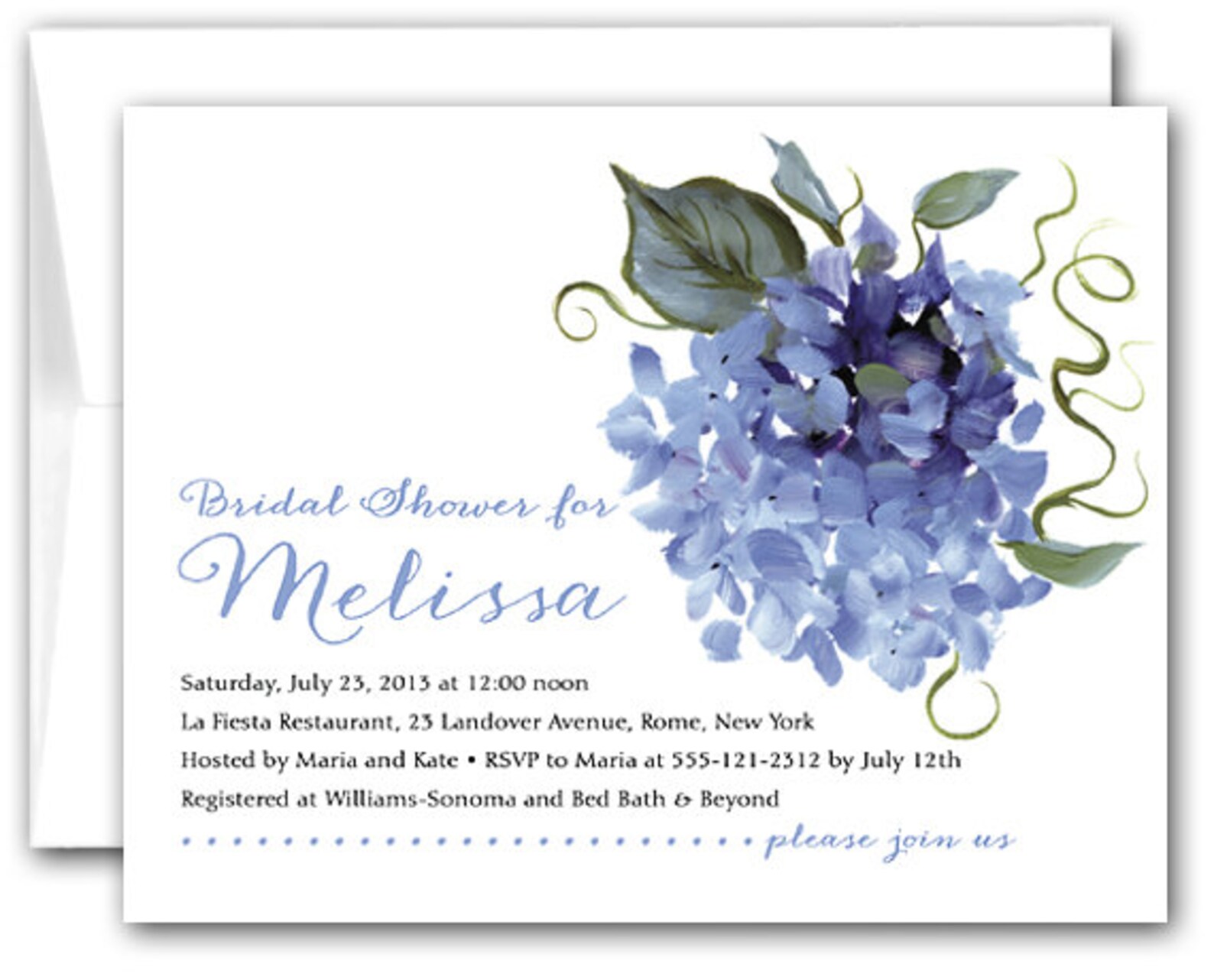 Hydrangea Bridal Shower Invitations Set Of 10 5 Colors Etsy