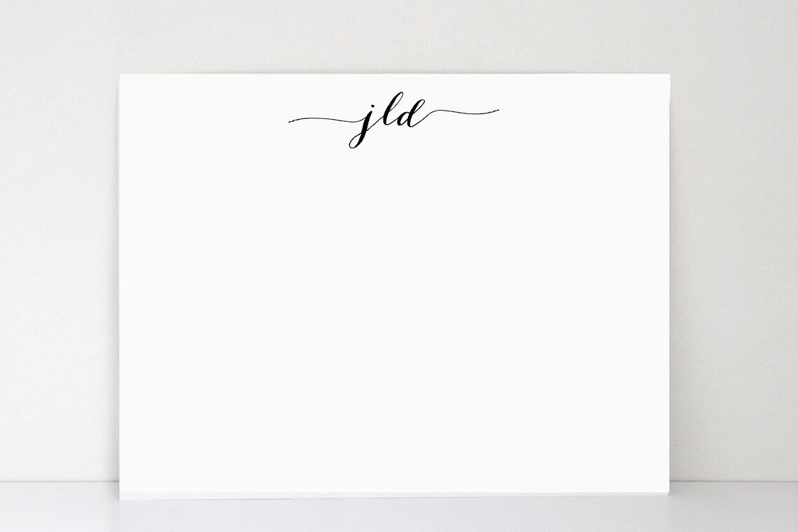 Monogram Stationery Monogram Note Cards Set of 10 Flat | Etsy