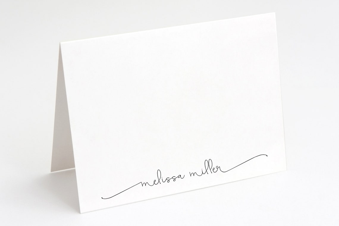 Personalized Note Cards Stationery Set Curvy Single Name - Etsy