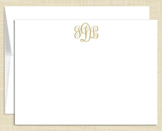 Monogram Stationery Monogram Note Cards set of 10 flat | Etsy