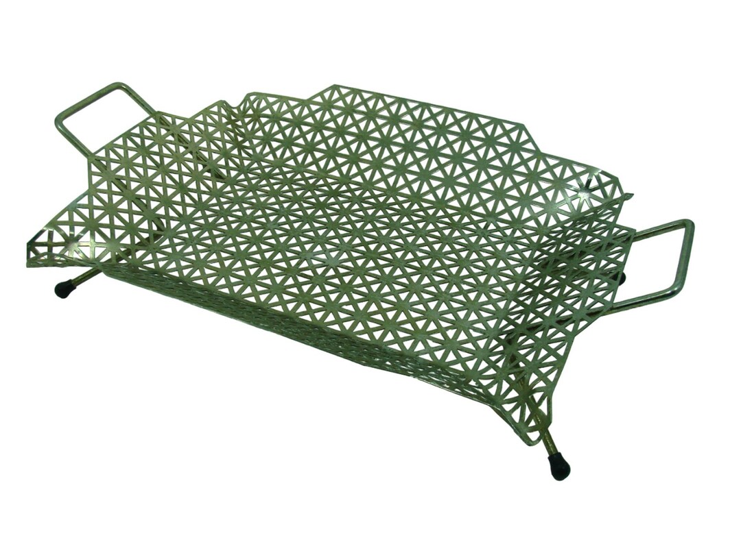 Vintage Perforated Metal Serving Tray, Gold Finished Pierced Formed ...