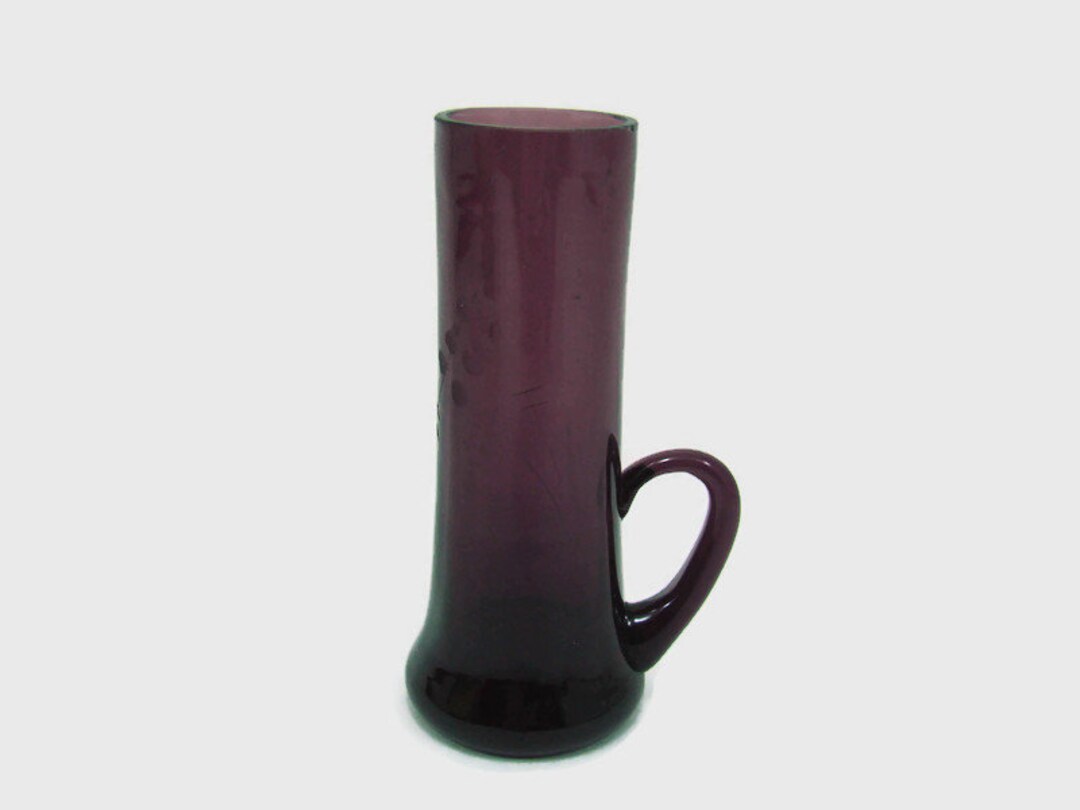 Vintage Amethyst Glass Cordial With Cut Floral Design, Purple Shot ...