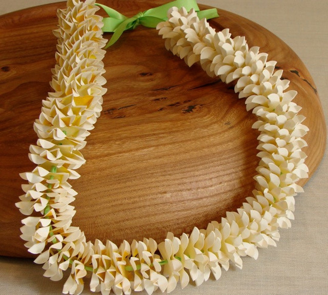 Original Hawaiian Honeymoon Lei - Handmade White and Yellow Paper ...