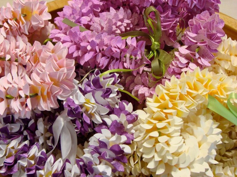 White & Purple Colored Orchid Paper Lei - Etsy