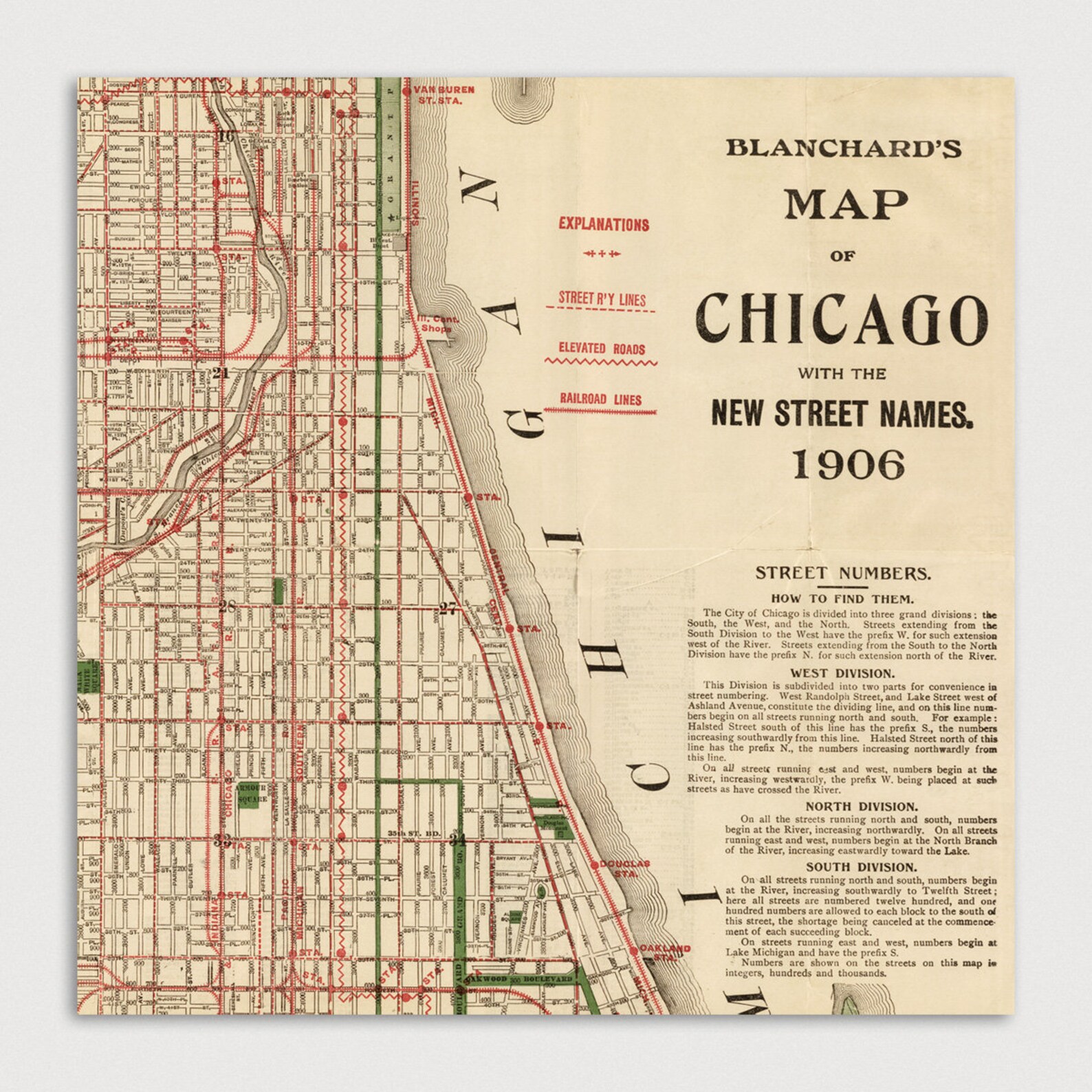 Old Chicago Map Art Print Set 1906 Antique Map Archival | Etsy