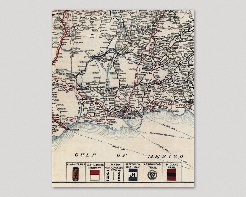 Old United States Highway Map Art Print Set 1918 Archival | Etsy