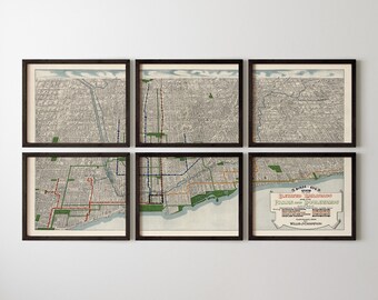 Old Chicago Map Art Print Set 1906 Archival Reproduction | Etsy