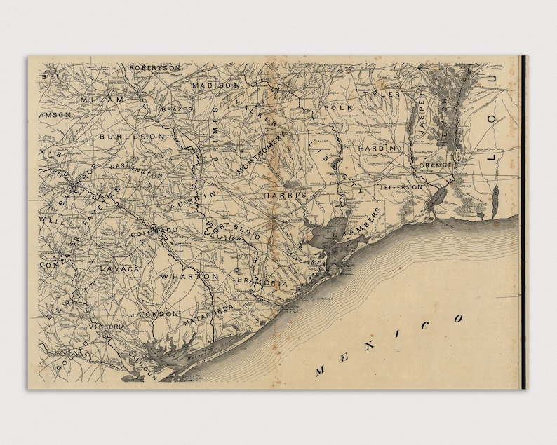 Old Texas Map Art Print Set 1867 Archival Reproduction Set | Etsy