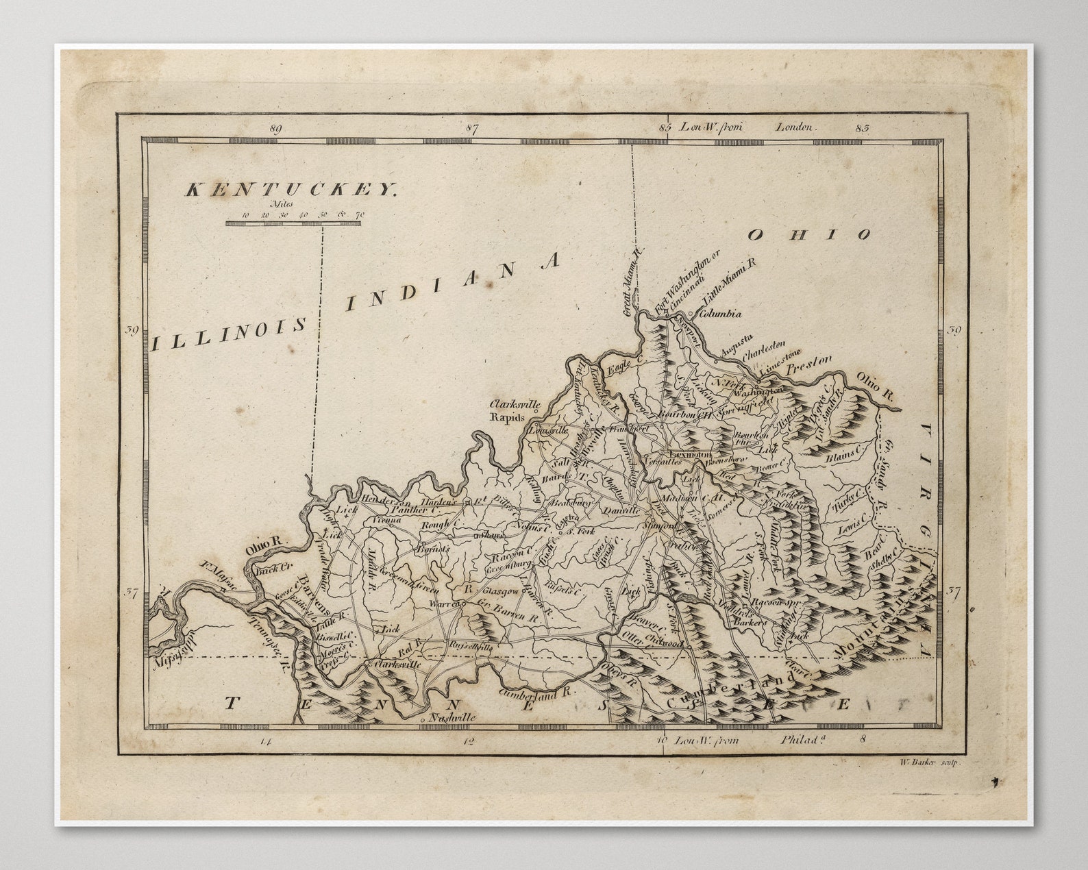 Old Kentucky Map Art Print 1816 Archival Reproduction - Etsy