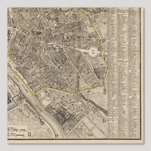 Old Paris Map Art Print Set, 1823, Archival Reproduction, Set of 6 ...