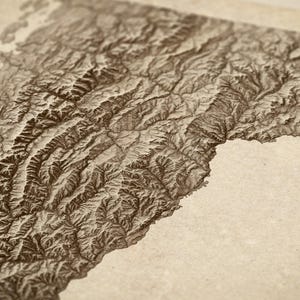 Vermont Relief Map Art Print, Sepia, Vintage Style, Unframed - Etsy