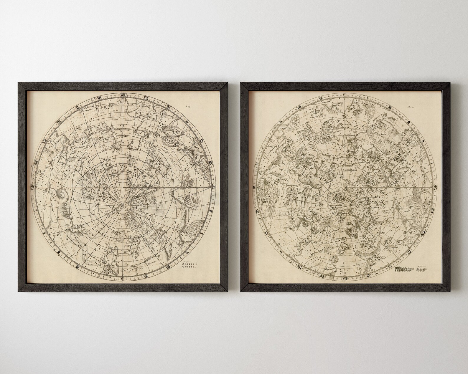 Old Constellation Map Art Print Set, 1729, Archival Reproduction, Set ...