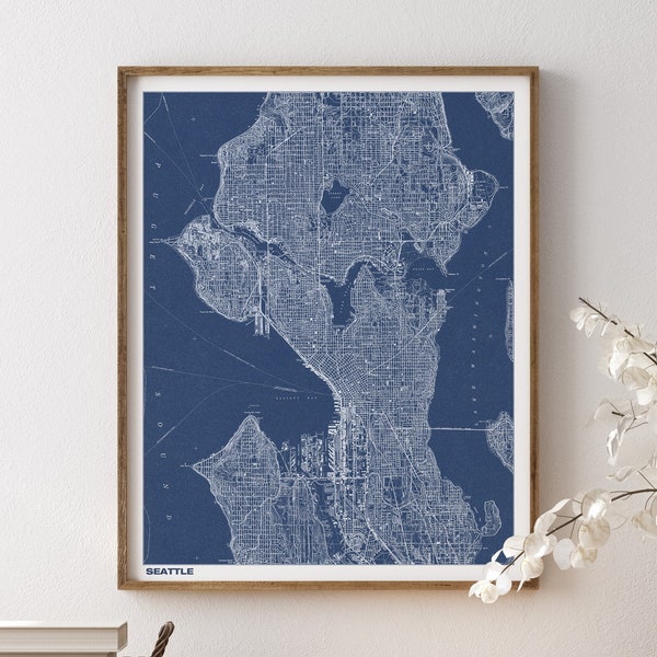 Seattle Street Map - Etsy