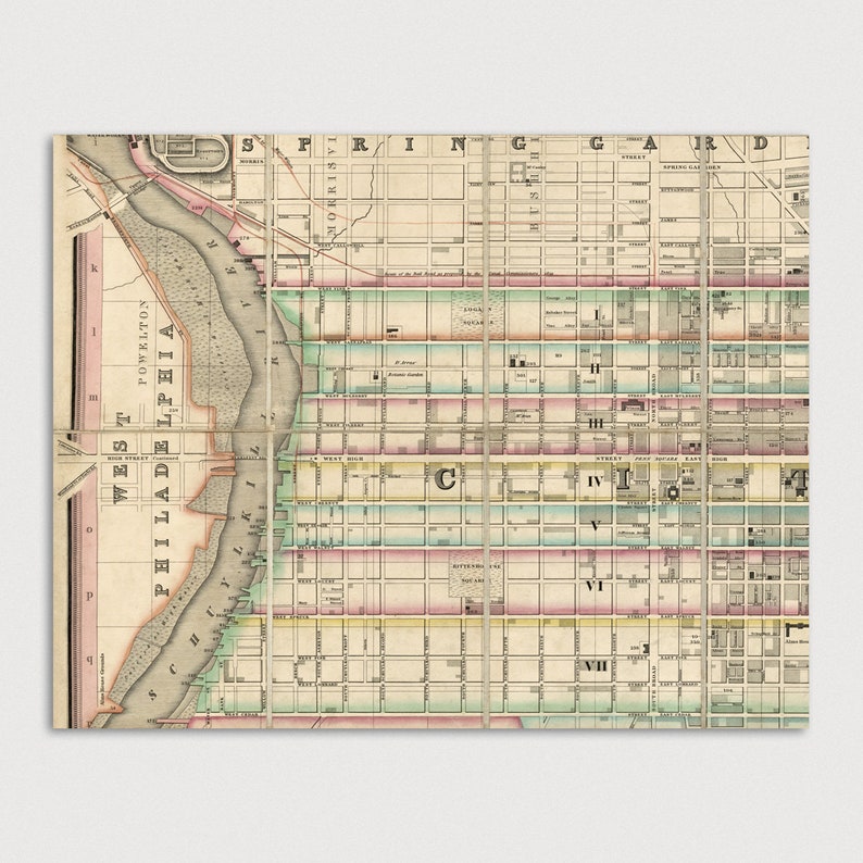 Old Philadelphia Map Art Print Set 1830 Antique Map Archival - Etsy