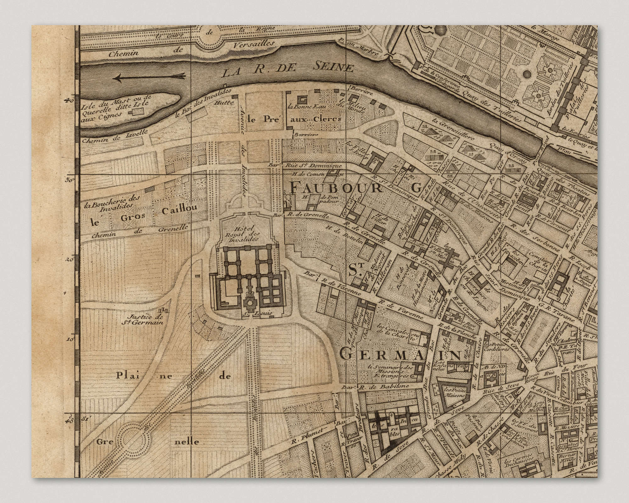Old Paris Map Print, Set of 9, 1717 Antique Archival Reproduction Wall ...