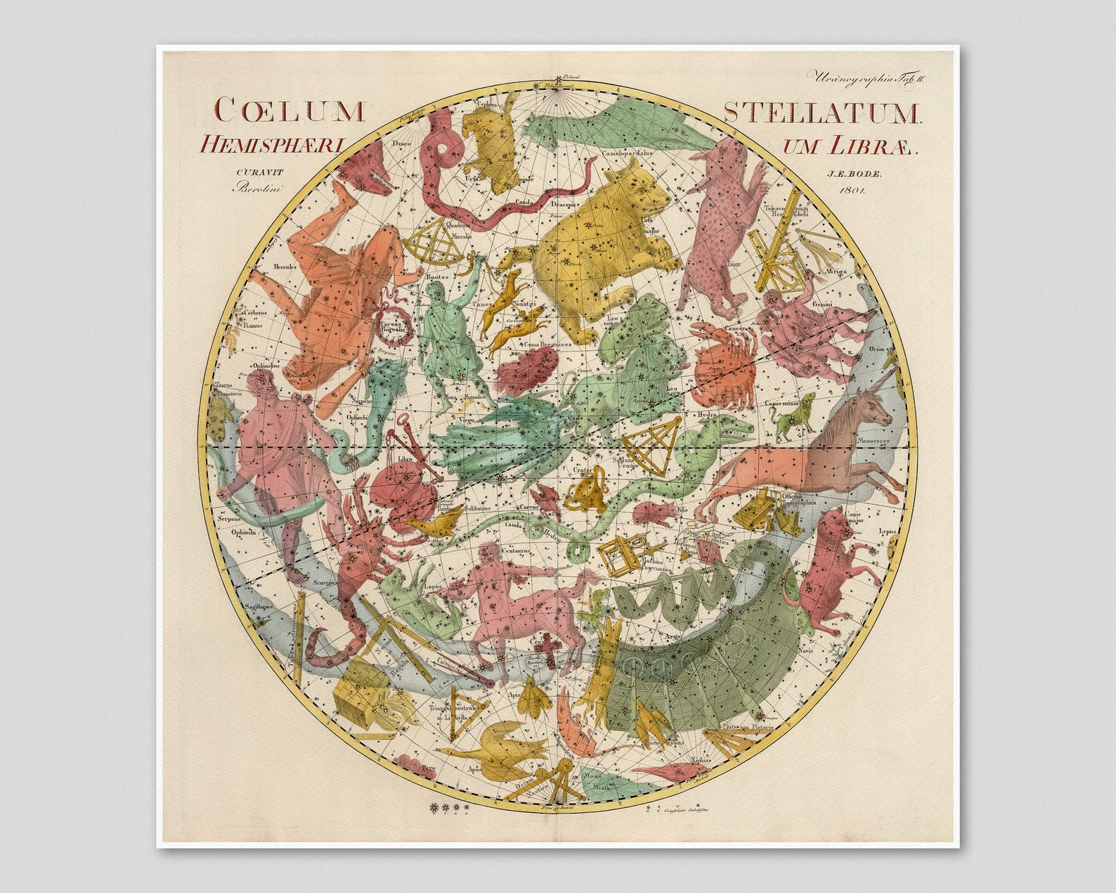 Old Constellation Map Art Print Set Star Chart 1801 Antique | Etsy