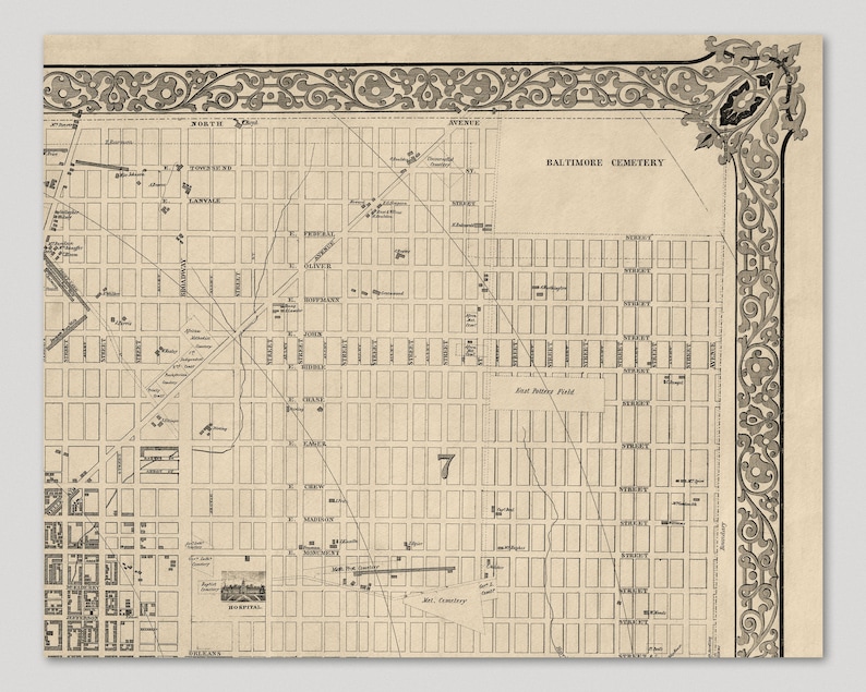Old Baltimore Map Art Print Set, Maryland, 1851, Archival Reproduction ...