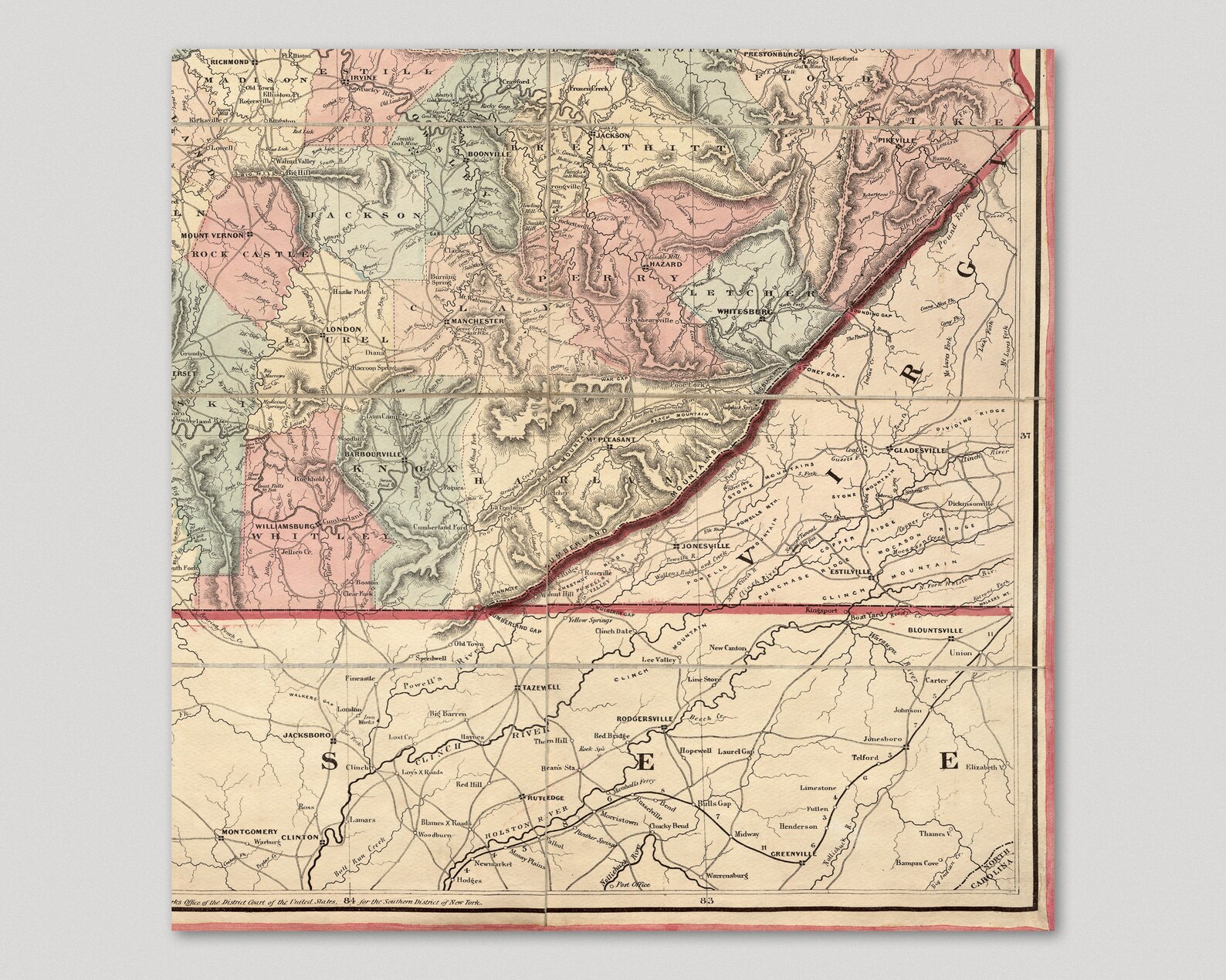 Old Kentucky Map Art Print Set, 1862, Archival Reproduction, Set of 6 ...