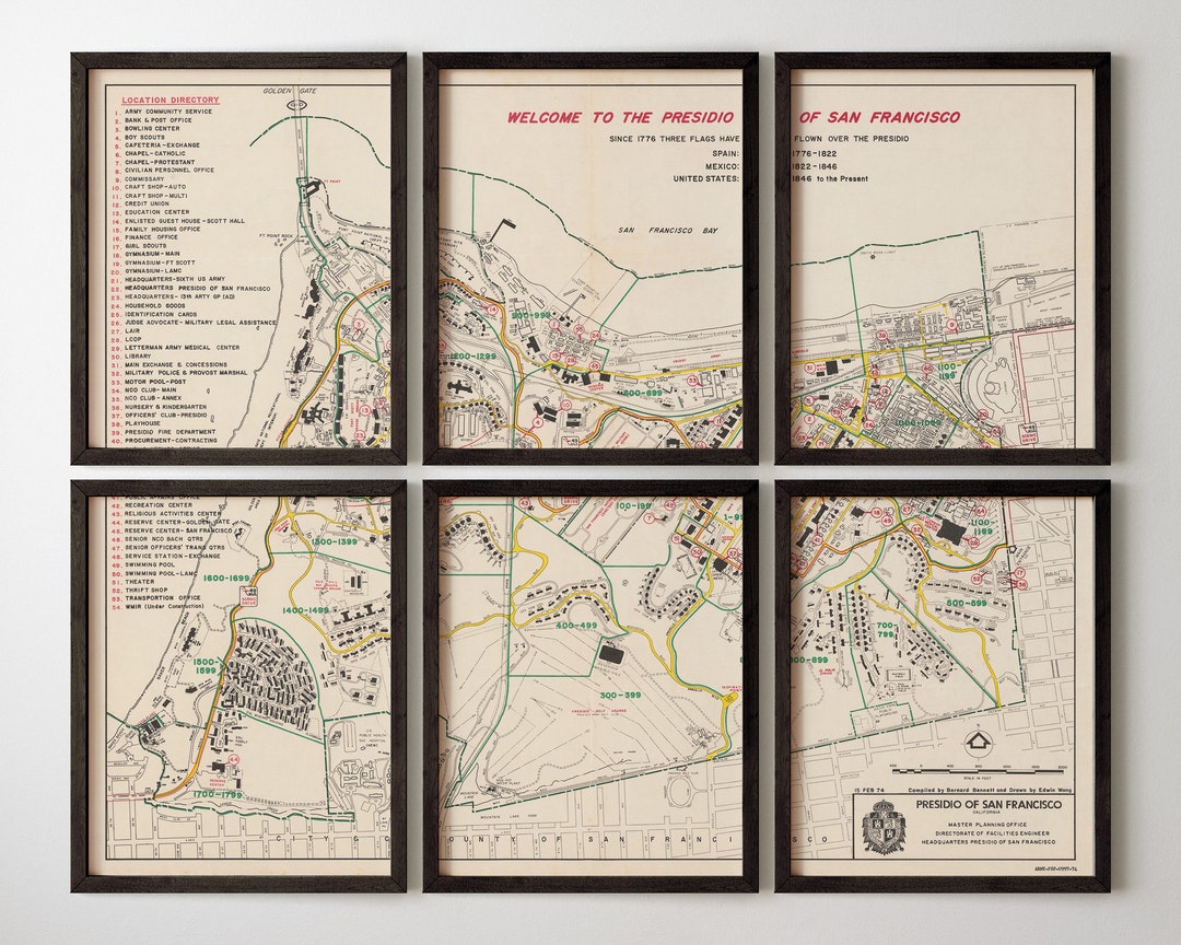 Old Presidio Park Map Art Print, San Francisco, 1970s, Archival ...