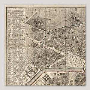 Old Paris Map Art Print Set, 1823, Archival Reproduction, Set of 6 ...