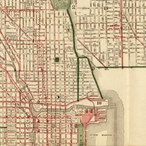 Old Chicago Map Art Print Set 1906 Antique Map Archival | Etsy