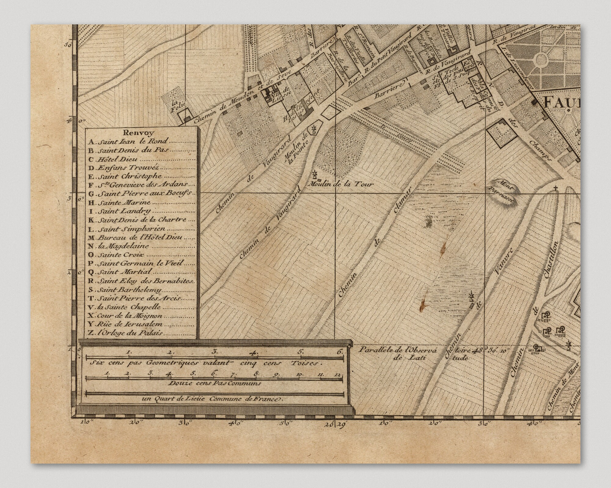 Old Paris Map Print, Set of 9, 1717 Antique Archival Reproduction Wall ...