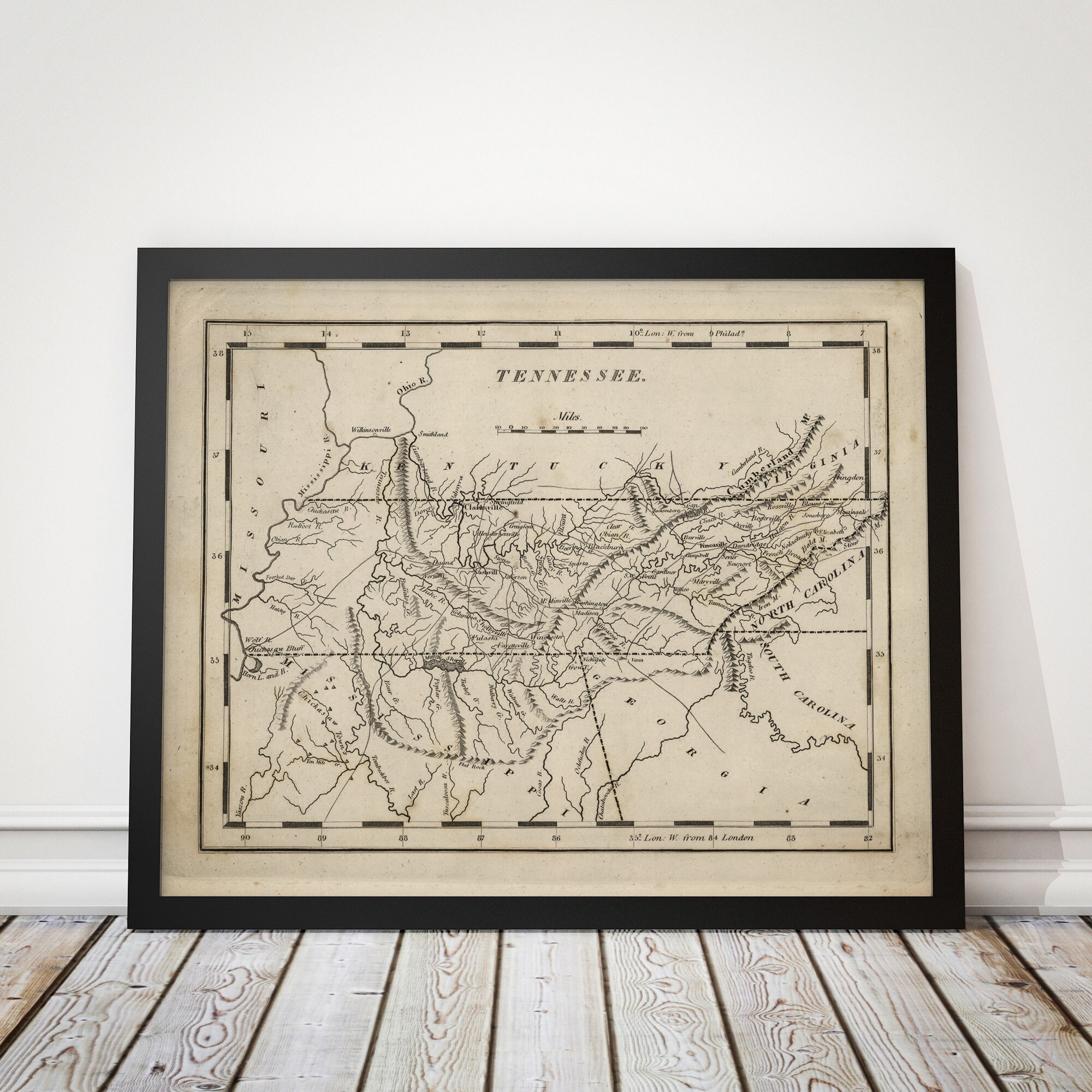 Old Tennessee Map Art Print 1816 Archival Reproduction - Etsy