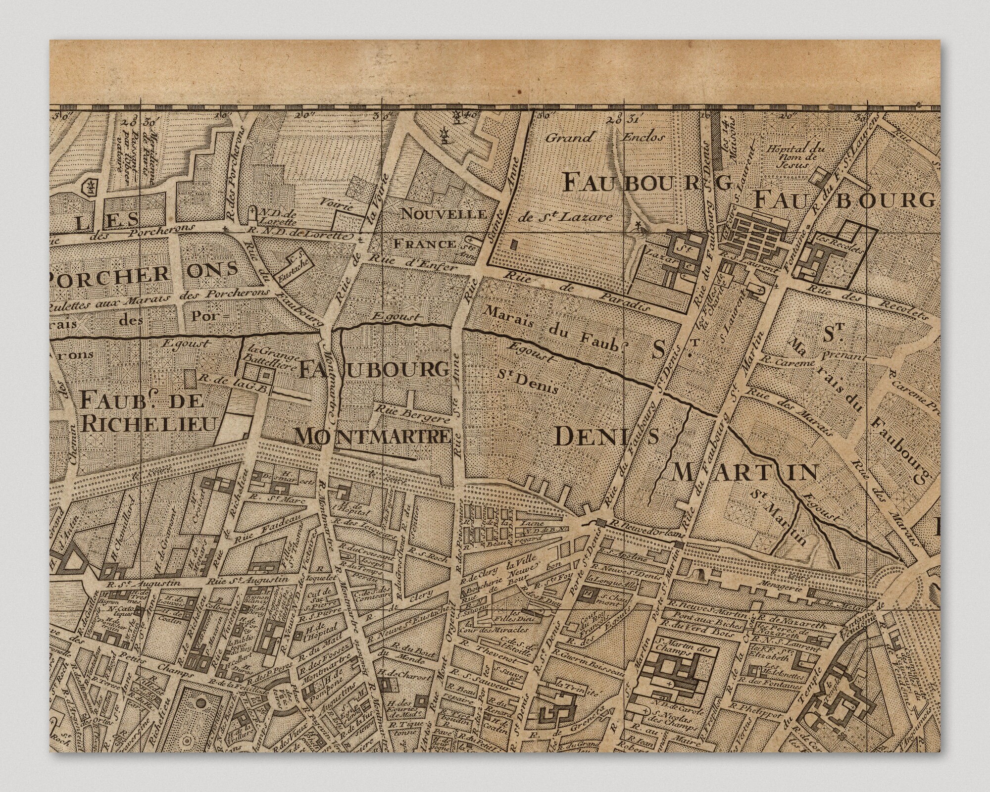 Old Paris Map Print, Set of 9, 1717 Antique Archival Reproduction Wall ...