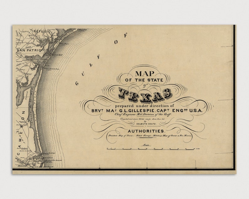 Old Texas Map Art Print Set 1867 Archival Reproduction Set | Etsy