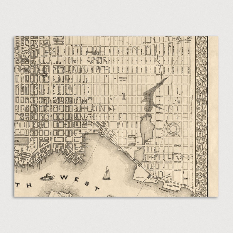 Old Baltimore Map Art Print Set Maryland 1851 Antique Map | Etsy