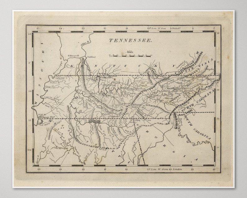 Old Tennessee Map Art Print 1816 Archival Reproduction - Etsy