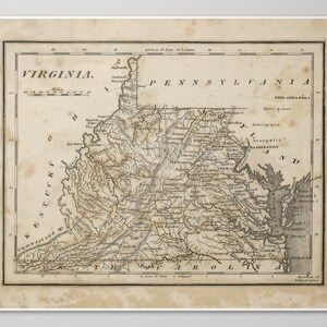 Old Virginia and West Virginia Map Art Print 1816 Archival | Etsy