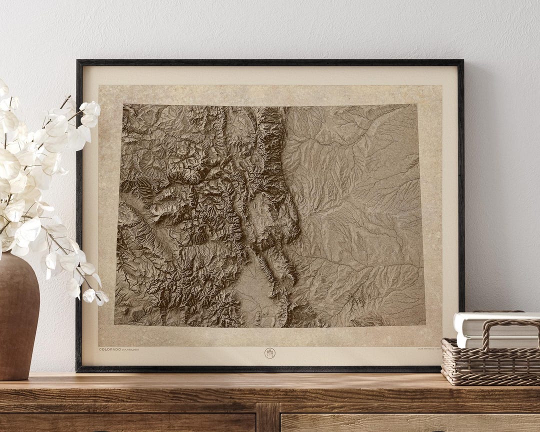 Colorado Relief Map Art Print, Sepia, Vintage Style, Unframed - Etsy