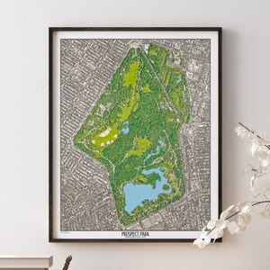 Prospect Park Map Art Print, Brooklyn, NY, Pen and Watercolor Style ...