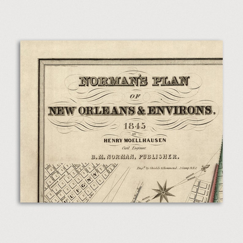 Old New Orleans Map Art Print 1845 Antique Map Archival | Etsy