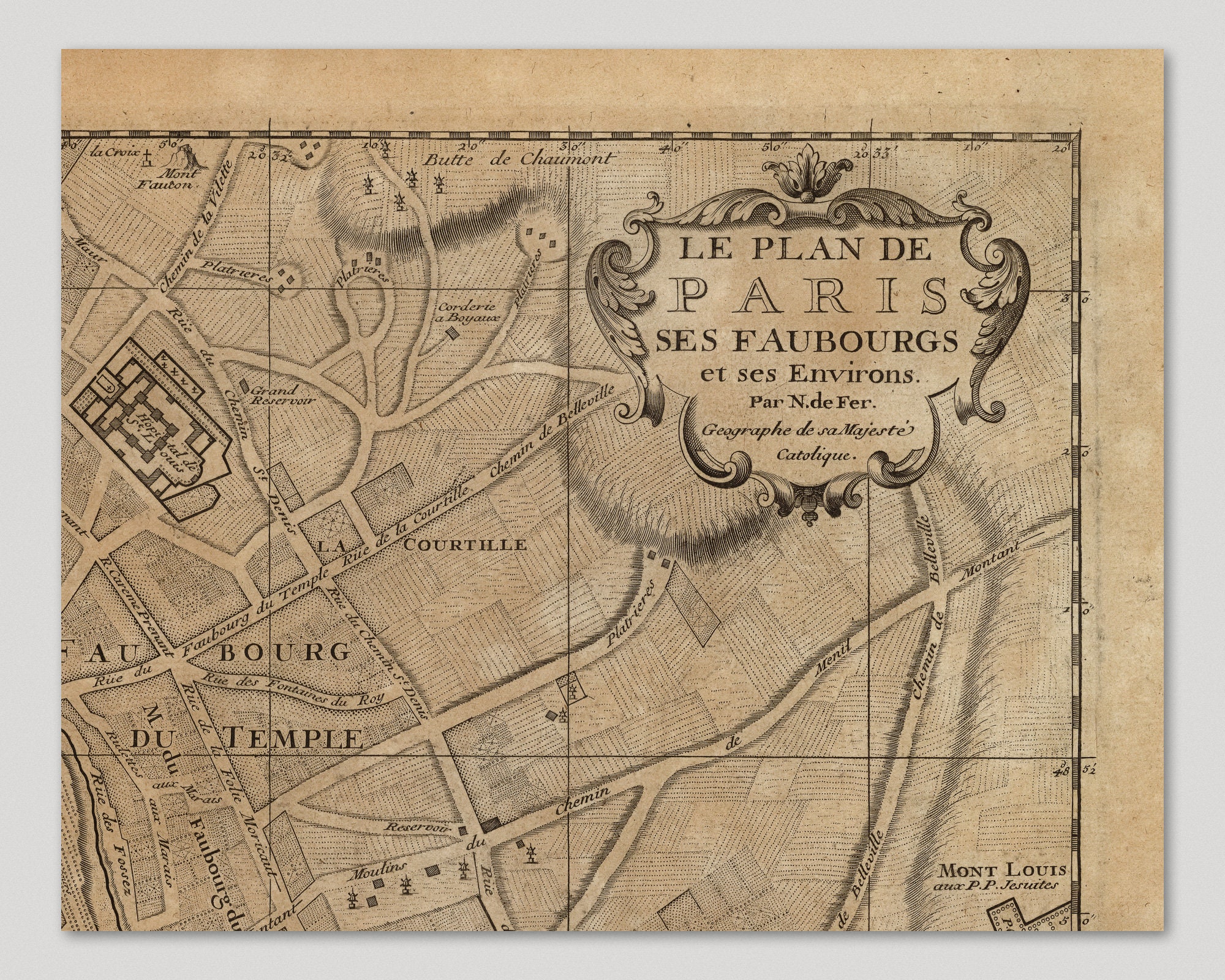 Old Paris Map Print, Set of 9, 1717 Antique Archival Reproduction Wall ...
