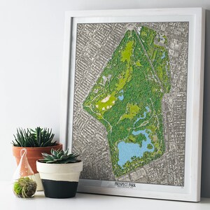 Prospect Park Map Art Print, Brooklyn, NY, Pen and Watercolor Style ...